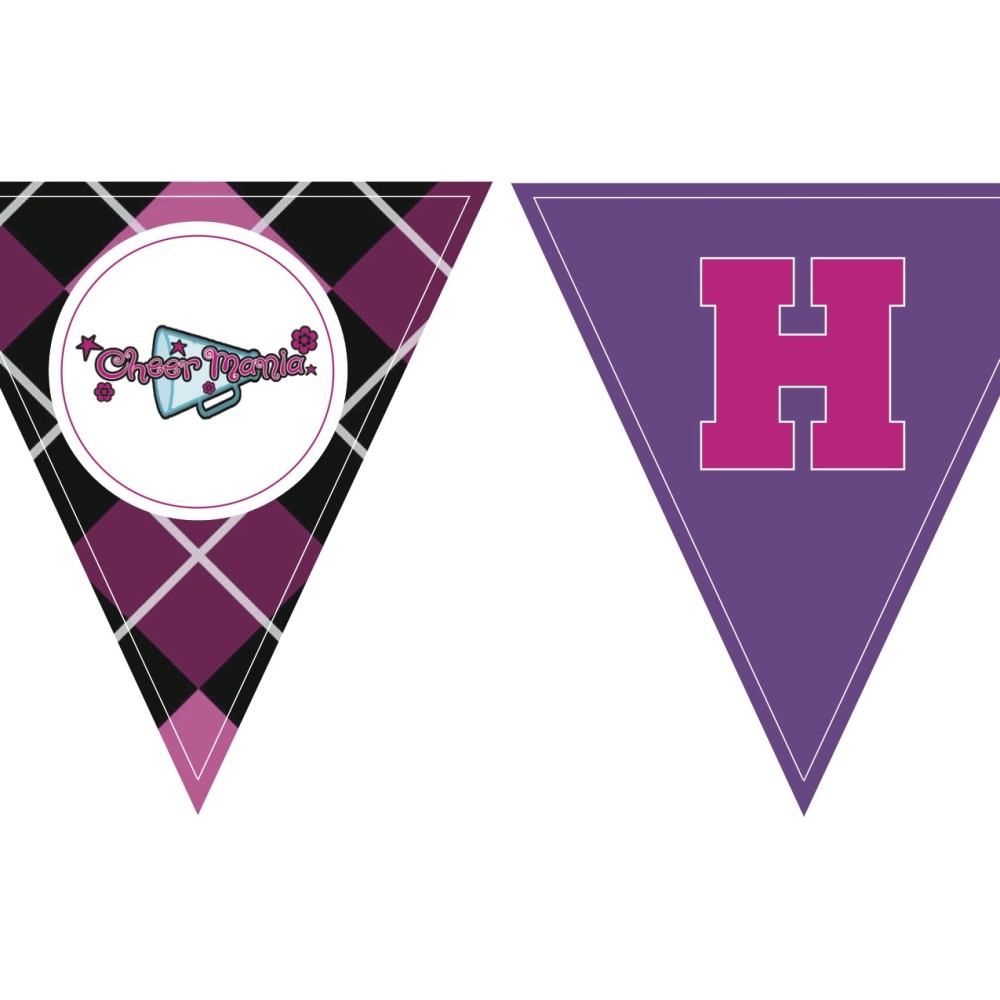 Customizable Cheer Party Printable Pennant Banner - Cheer Mania Party
